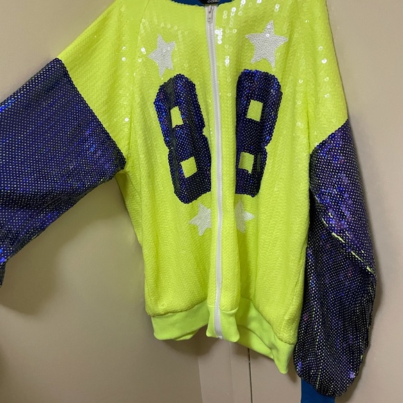 None | Jackets & Coats | Sequins Jacket Neon Grey And Blue | Poshmark